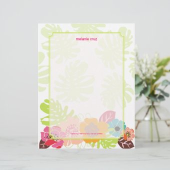 Retro Floral, choose your fav background color Letterhead | Zazzle