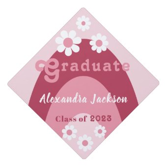 Retro Floral Class of 2023 Graduation Cap Topper | Zazzle