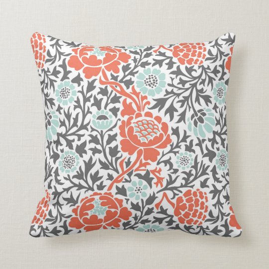 Retro Floral Damask Throw Pillow | Zazzle.com