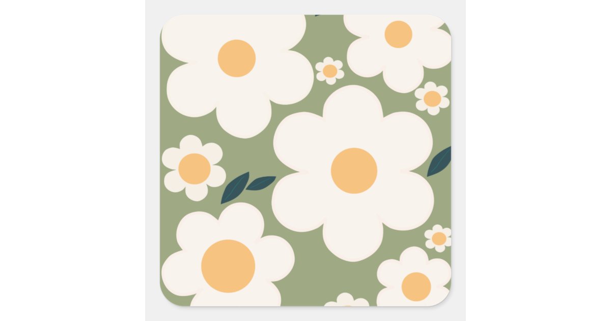 Retro Floral Flower Market Tokyo Abstract Flowers Square Sticker | Zazzle