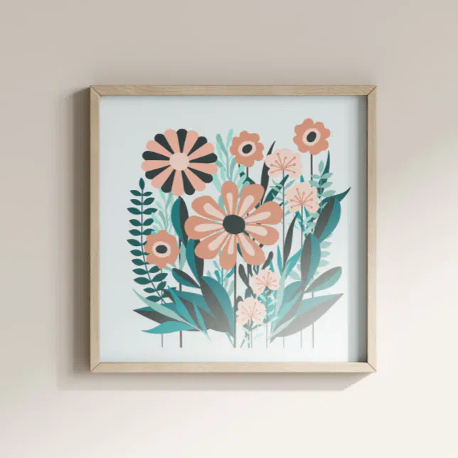 Retro Floral Garden Poster | Zazzle