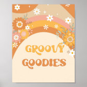 Retro floral groovy goodies birthday party poster | Zazzle