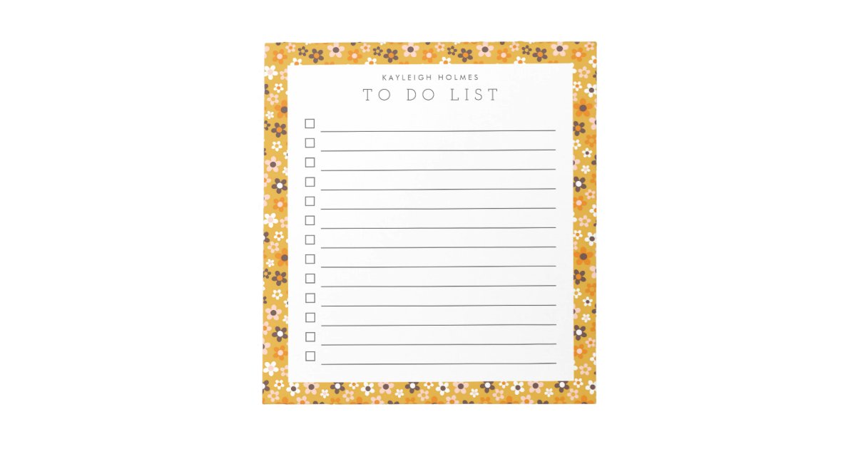 Retro Floral Love Custom To Do List Notepad | Zazzle