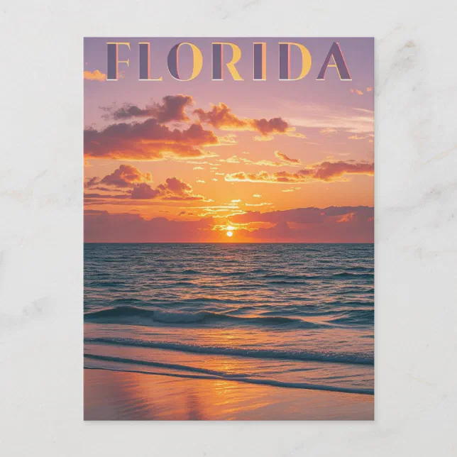 Retro Florida Beach Sunset: Coastal Dreams & Vinta Postcard | Zazzle