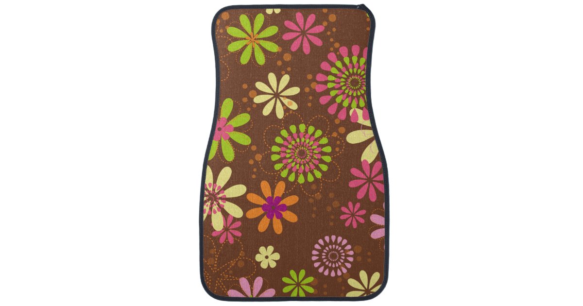 Retro Flower Car Mats | Zazzle