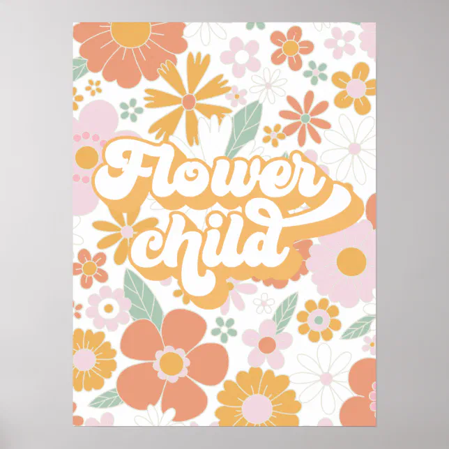Retro Flower Child floral Poster | Zazzle