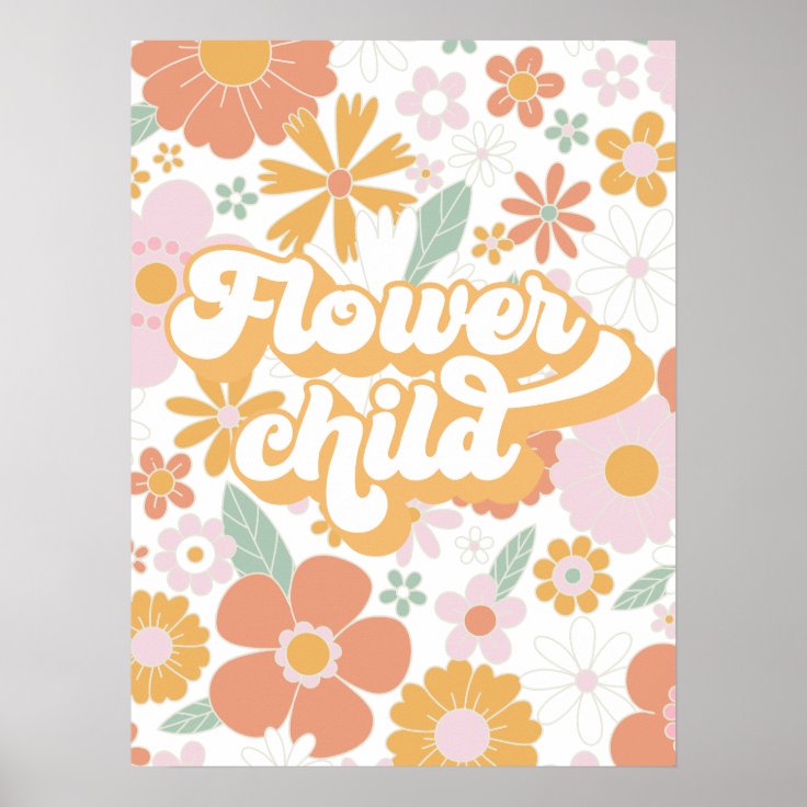 Retro Flower Child floral Poster | Zazzle