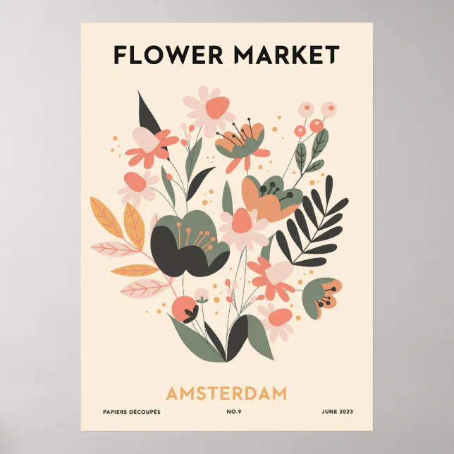 Retro Flower Market Amsterdam Colorful Floral Poster | Zazzle