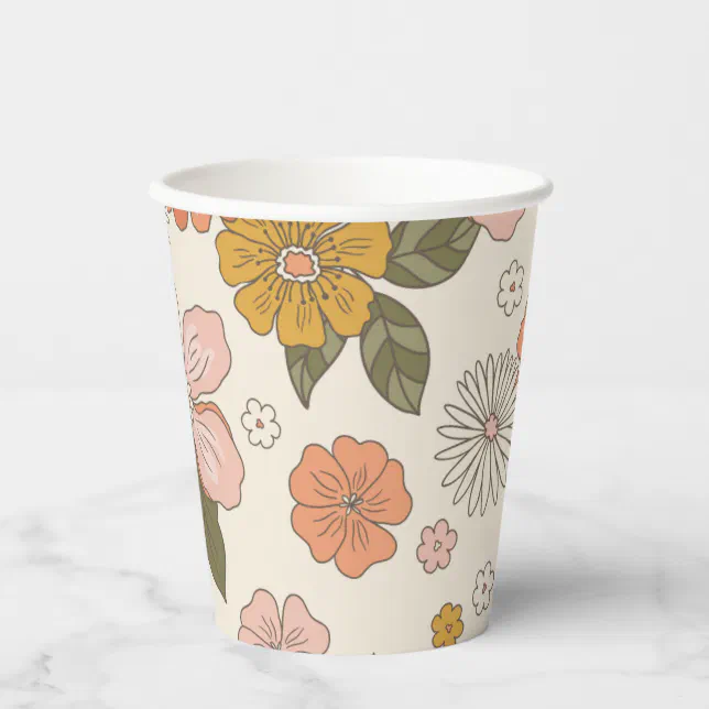 Retro Flower Paper Cup | Zazzle