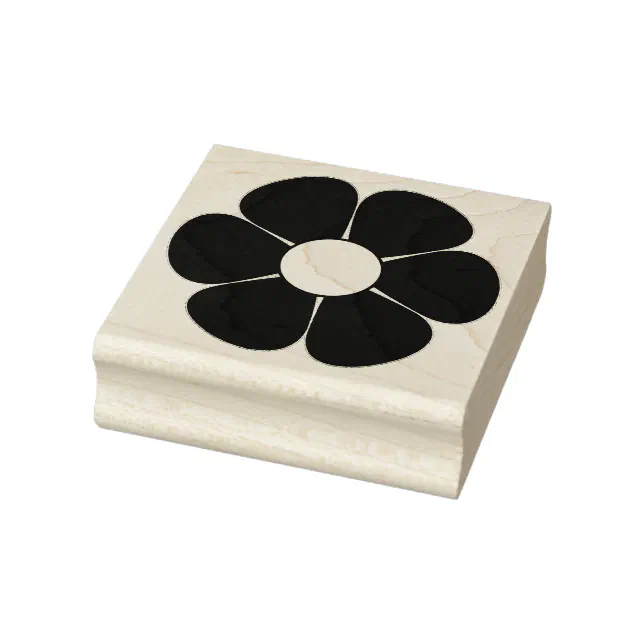 Retro flower rubber stamp | Zazzle