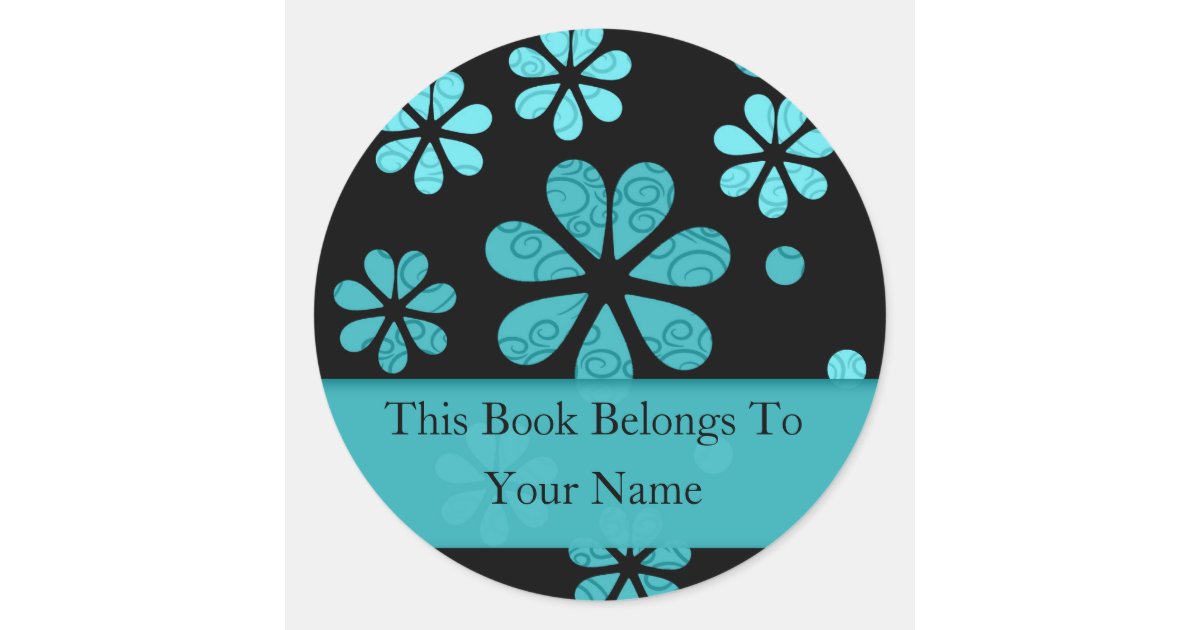 Retro Flowers Personalized Bookplates : Teal | Zazzle