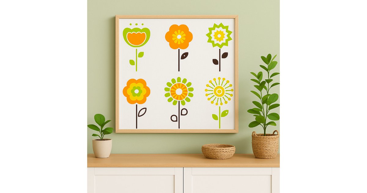 Retro Flowers Poster | Zazzle