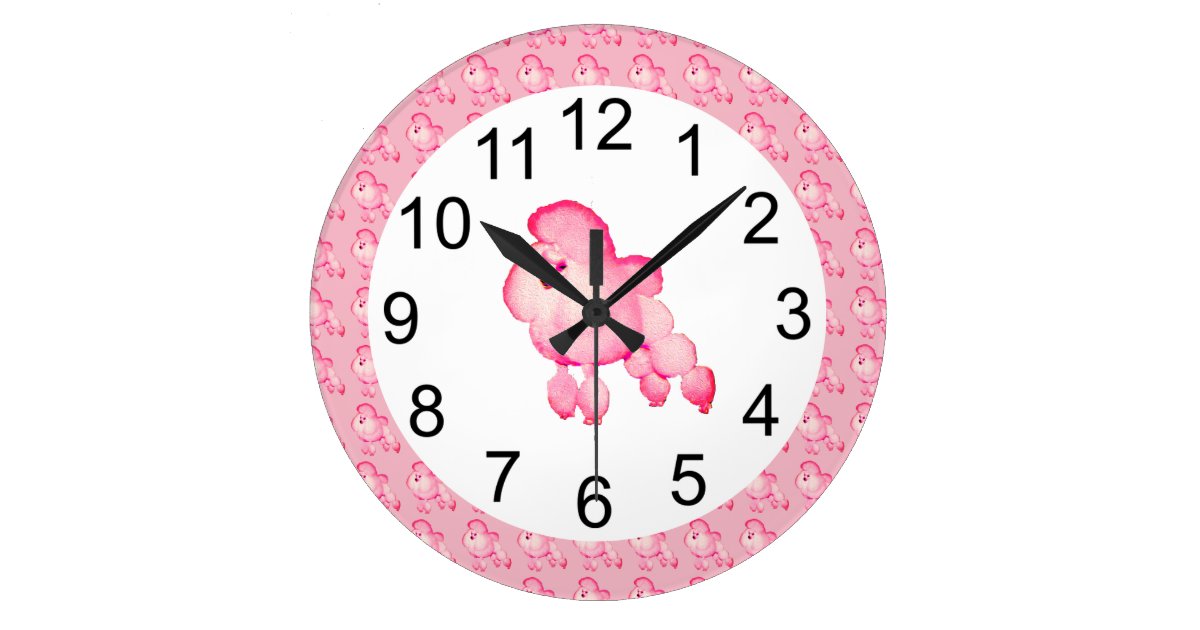 Retro Fluffy Pink Poodle Wall Clock | Zazzle.com