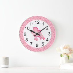 Retro Fluffy Pink Poodle Wall Clock | Zazzle