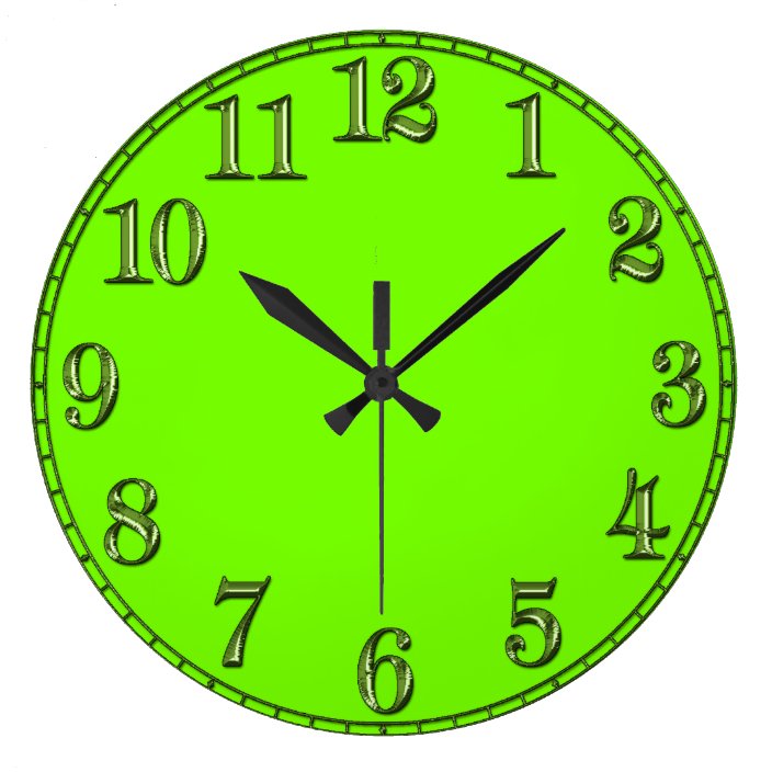 Retro Fluoro Lime-Green Time Piece Large Clock | Zazzle.com