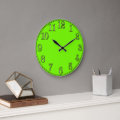 Retro Fluoro Lime-Green Time Piece Large Clock | Zazzle