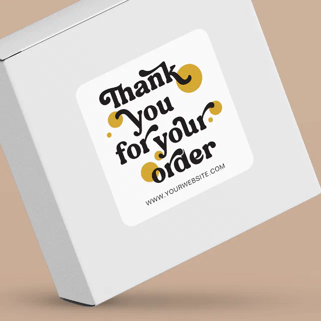 Retro Font Small Thank You for Purchase Business Square Sticker | Zazzle