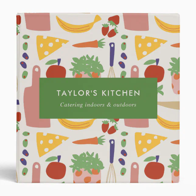 Retro Food Catering Cooking Recipes 3 Ring Binder | Zazzle