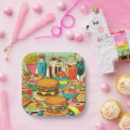 Retro Food Comic Illustration Paper Plates | Zazzle