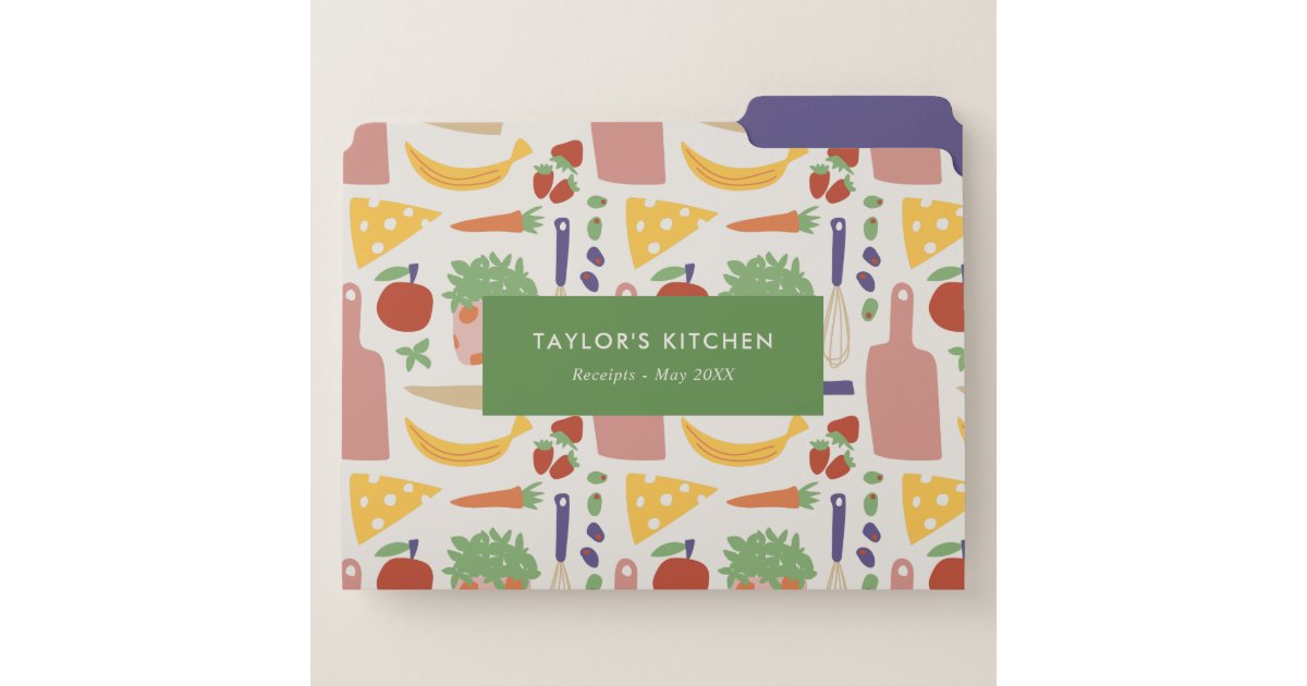 Retro Food & Cooking Pattern File Folder | Zazzle