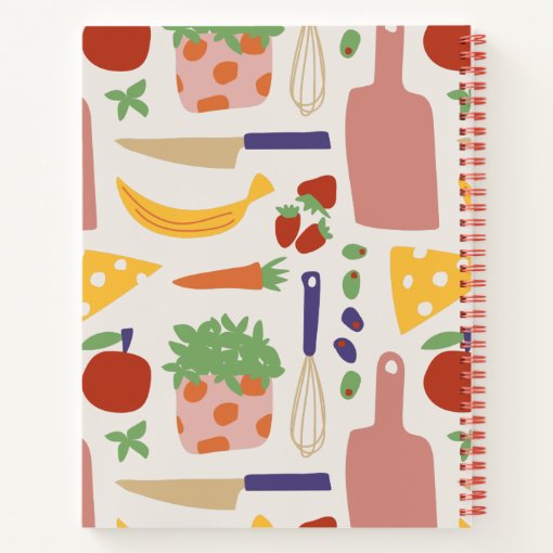 Retro Food Pattern Recipe Notebook | Zazzle