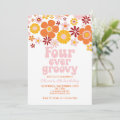 Retro Four Ever Groovy Floral 4th Birthday Invitation | Zazzle