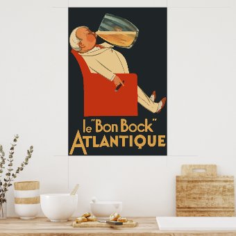Retro French beer ad Le Bon Bock Poster | Zazzle