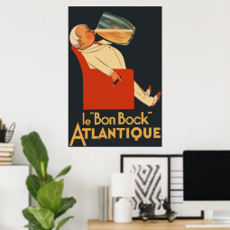 Retro French beer ad Le Bon Bock Poster | Zazzle