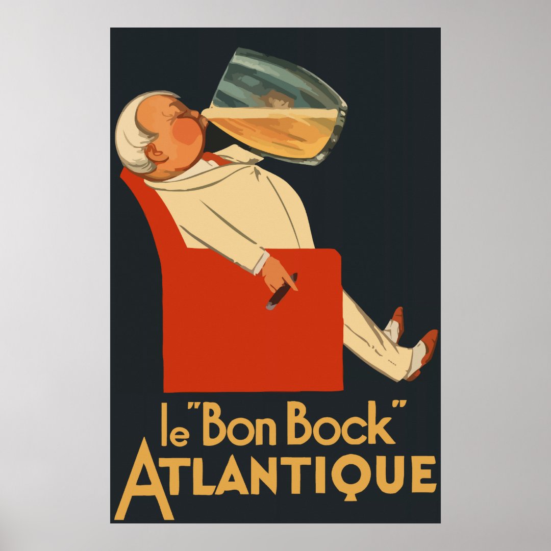 Retro French beer ad Le Bon Bock Poster | Zazzle