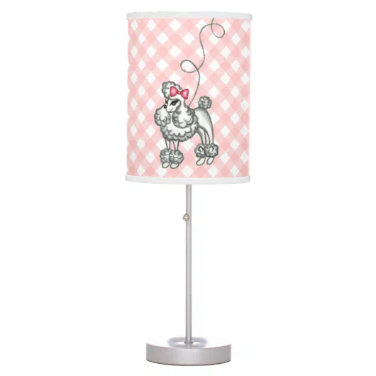 Retro French Pink Poodle Lamp Decor | Zazzle