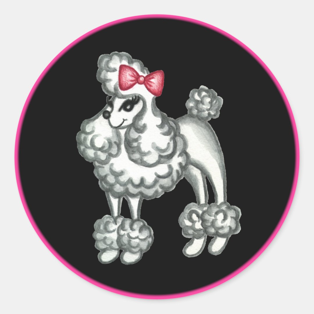 Retro French Poodle Stickers | Zazzle