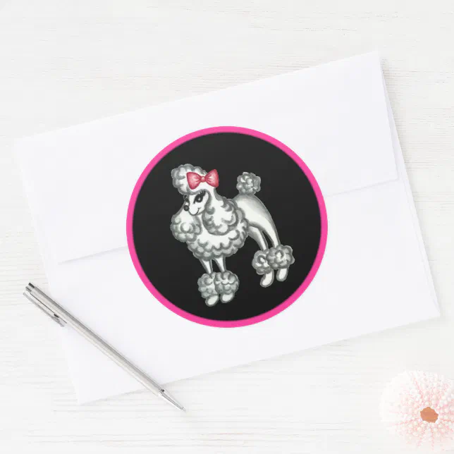 Retro French Poodle Stickers | Zazzle