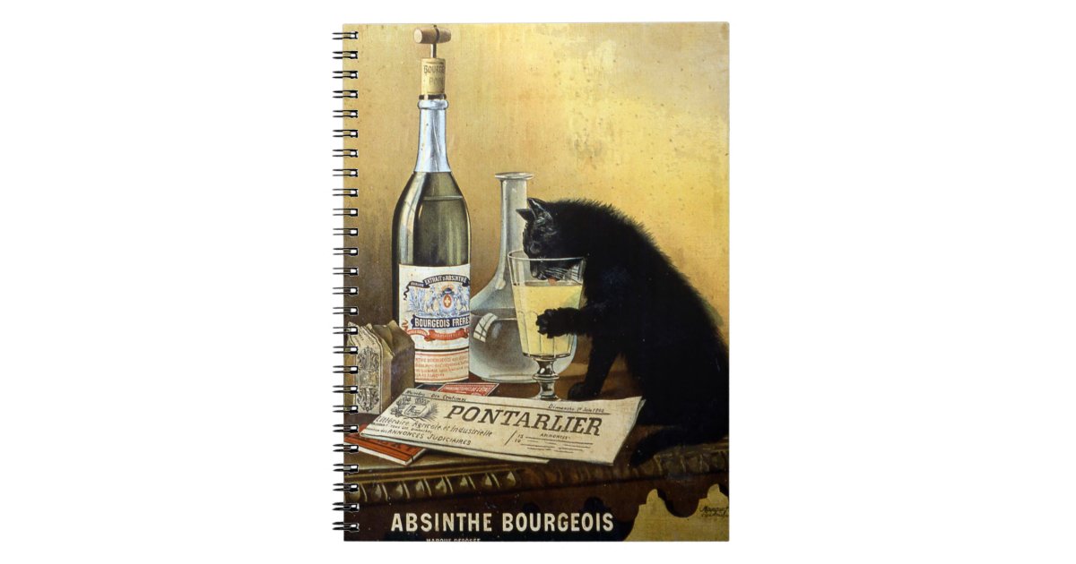 Retro french poster "absinthe bourgeois" notebook | Zazzle