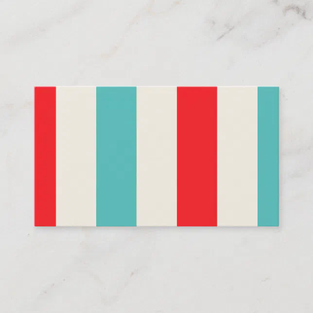 Retro Fun Turquoise and Red Striped Business Card | Zazzle