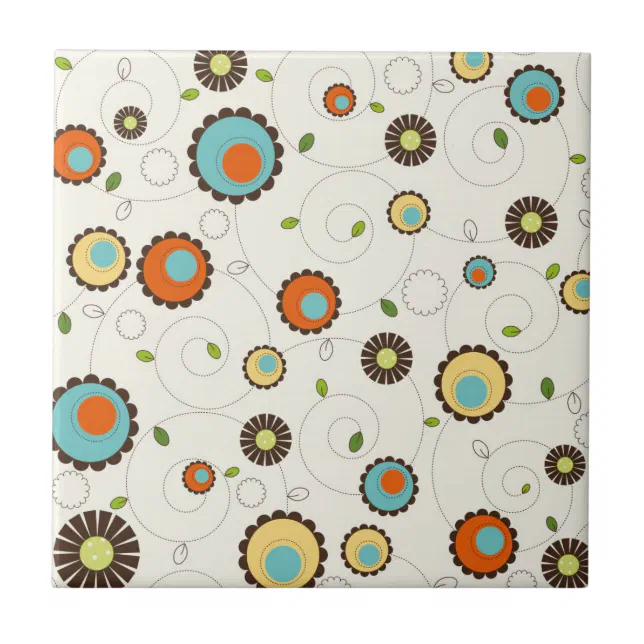 Retro Funky 70s Pattern Ceramic Tile | Zazzle