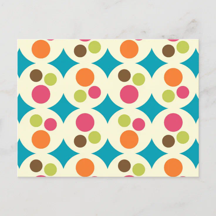 Retro Funky 70s Polka Dot Pattern Postcard | Zazzle