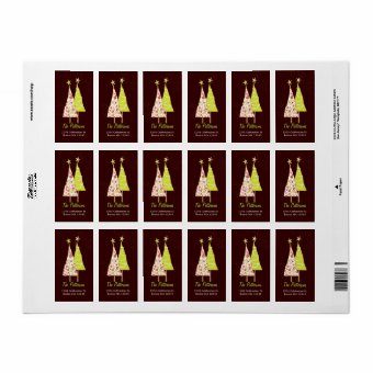 Retro Funky Christmas Trees Address Labels | Zazzle