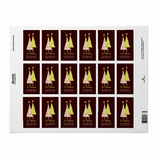 Retro Funky Christmas Trees Address Labels | Zazzle