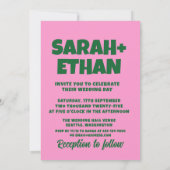 Retro Funky Pink Green Wedding Invitation | Zazzle