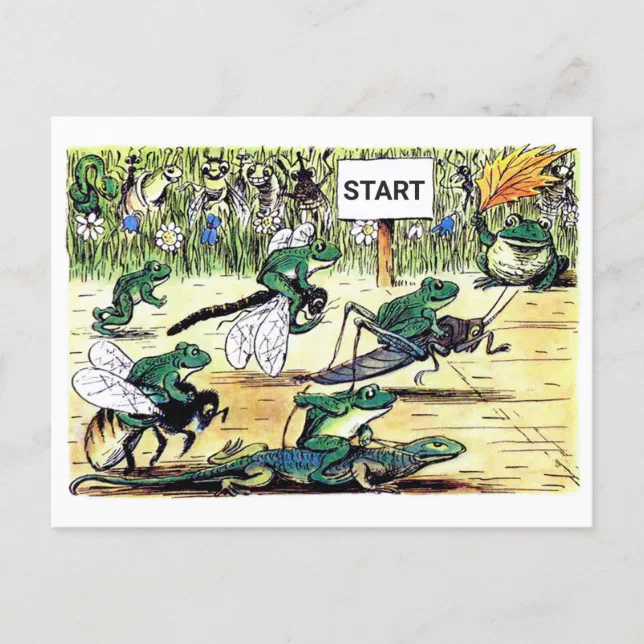 Retro Funny Frog Life Cartoon Marathon Runner Race Postcard | Zazzle