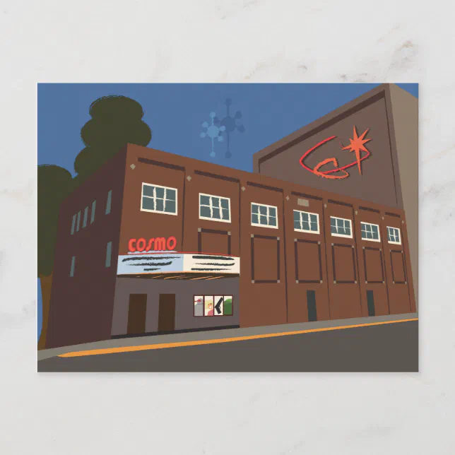 Retro-Futuristic Cosmo Theater, Merrill, WI Postcard | Zazzle