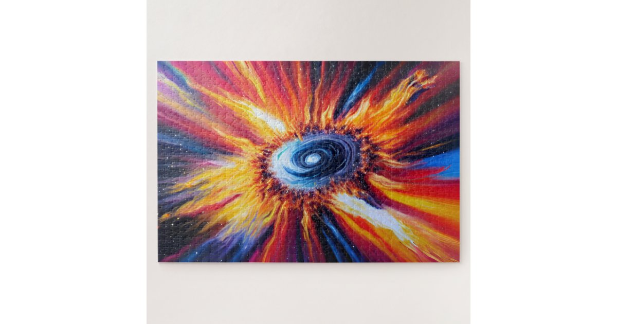 Retro Galaxy Explosion Universe Big Bang Fiery Jigsaw Puzzle | Zazzle