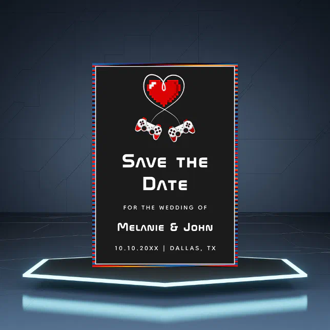 Retro Gamer Gaming Lovers Geek Funny Nerdy Simple Save The Date | Zazzle