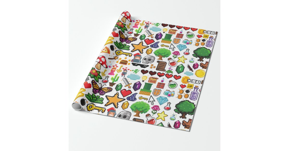 Retro Gamer Pixel Wrapping Paper | Zazzle