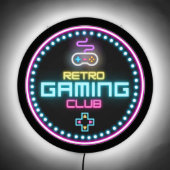 Retro Gaming Club Round Illuminated Sign | Zazzle