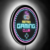 Retro Gaming Club Round Illuminated Sign | Zazzle