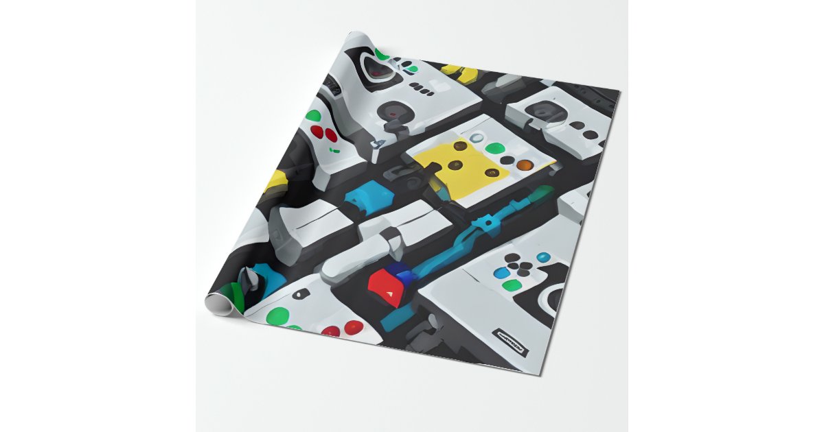 Retro gaming consoles colourful wrapping paper | Zazzle