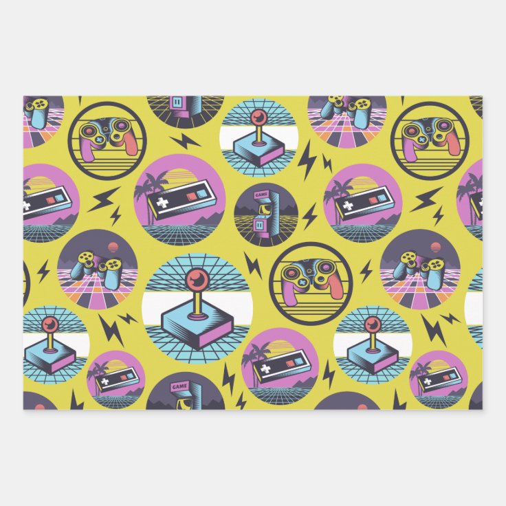 Retro Gaming Geek Gamer 80s Wrapping Paper Sheets | Zazzle