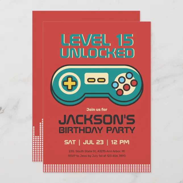 Retro Gaming Video Game Player Gamer Boy Birthday Invitation | Zazzle