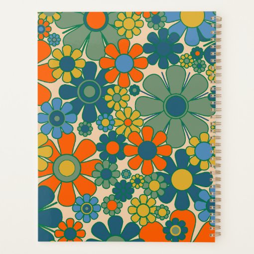 Retro Garden Flowers Groovy 60s 70s Floral Pattern Planner | Zazzle